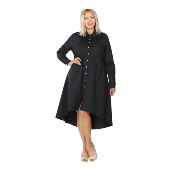 Zenana Outfitters | Dresses | Zenana Plus Size Black Poplin Highlow ...